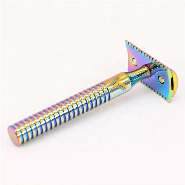 Buy Rainbow Color Double Edge Safety Razor Open Comb Head Stainless ...