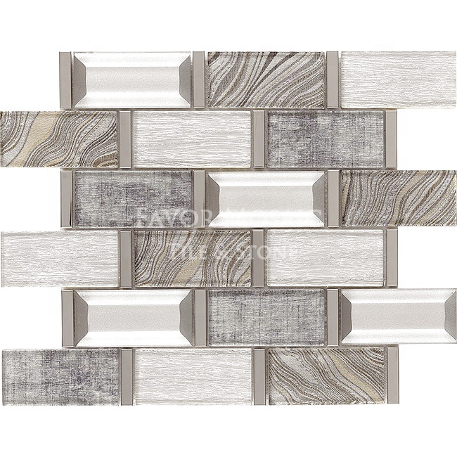 Buy Random Brick Laminated Glass Mosaic Glossy Tile For Wall Decorate ...