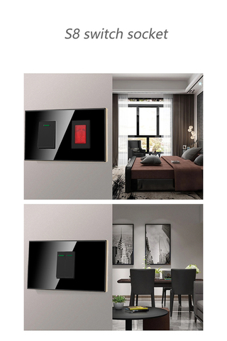 Buy Rectangle Design Tempering Glass Panel Wall Switch And Socket 110v ...