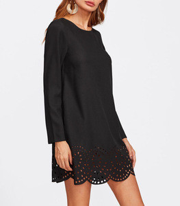 Buy Scallop Laser Cut Hem Clothes Ladies Straight Tunic Dress Styles ...