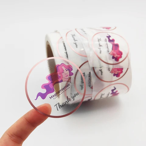 Buy Self Adhesive Clear Gold Foil Round Vinyl Sticker Label Roll ...