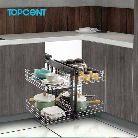 Buy Topcent Kitchen Magic Corner Cabinet Slide Out Storage Drawer ...