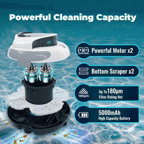 Buy 3h Fast Charge 5000 Mah Battery Pool Cleaner Robot Automatic For ...
