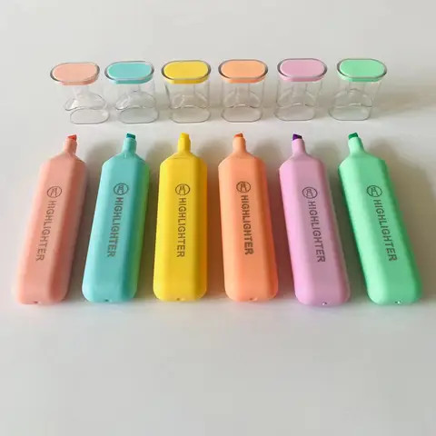 Buy B&x New Version 6 Candy Colors Chisel Tip Highlighter Marker Pen ...