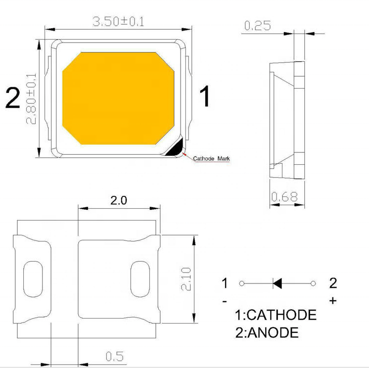 Buy High Cri 2835 Smd Led Specifications 0.2w 0.5w 1w Epistar 2835 Smd ...