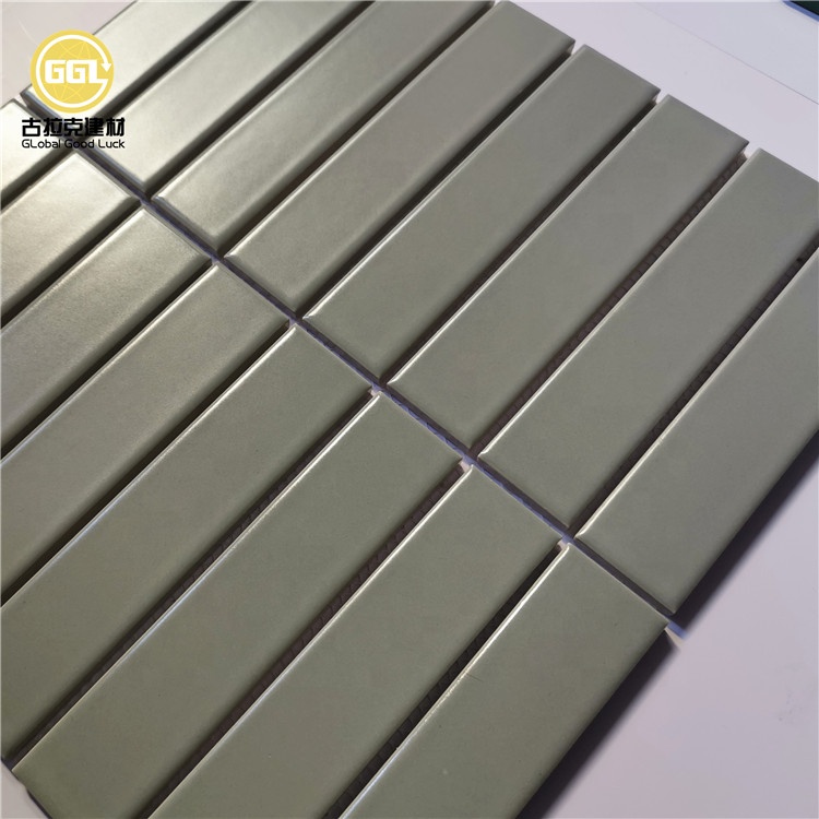 Buy Long Strip Grey Porcelain Mosaic Tiles Ceramic Mosaic For Kitchen ...