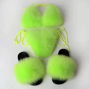 Buy New Design Real Fox Fur Bra Bra And Panties Hot Underwear For Woman ...