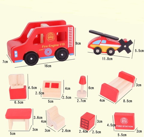 Buy Oem Role Play Fire Station Game Set For Kids Preschool Wooden ...