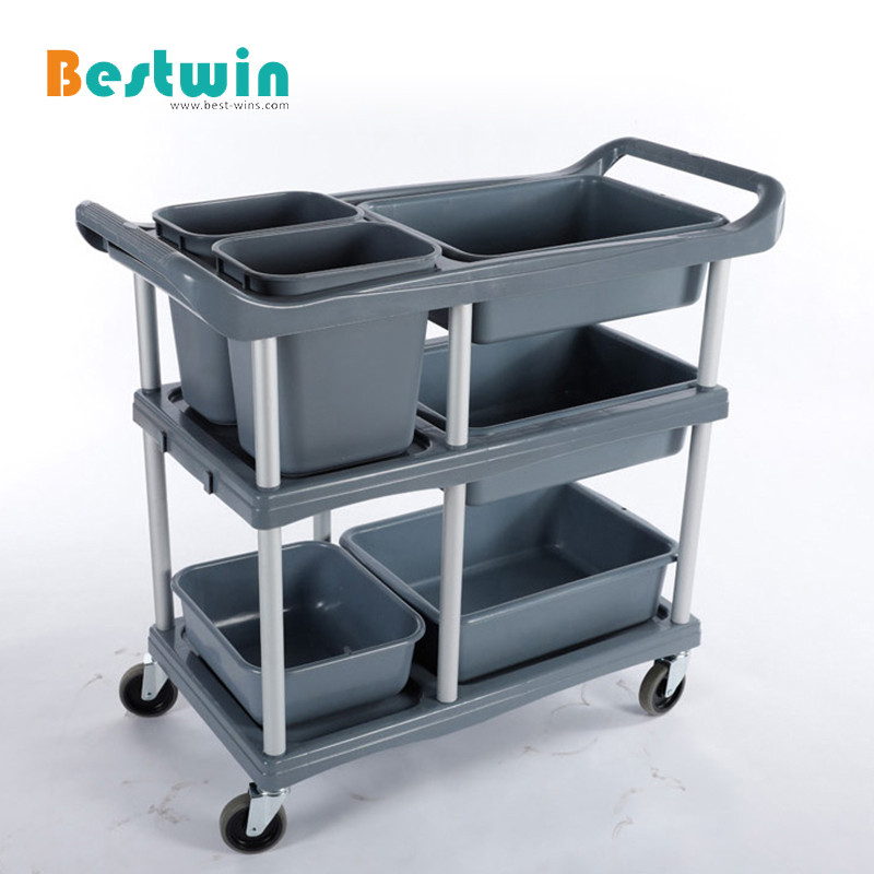 Buy Plastic Restaurant Service Cleaning Cart Dish Collection Trolley ...