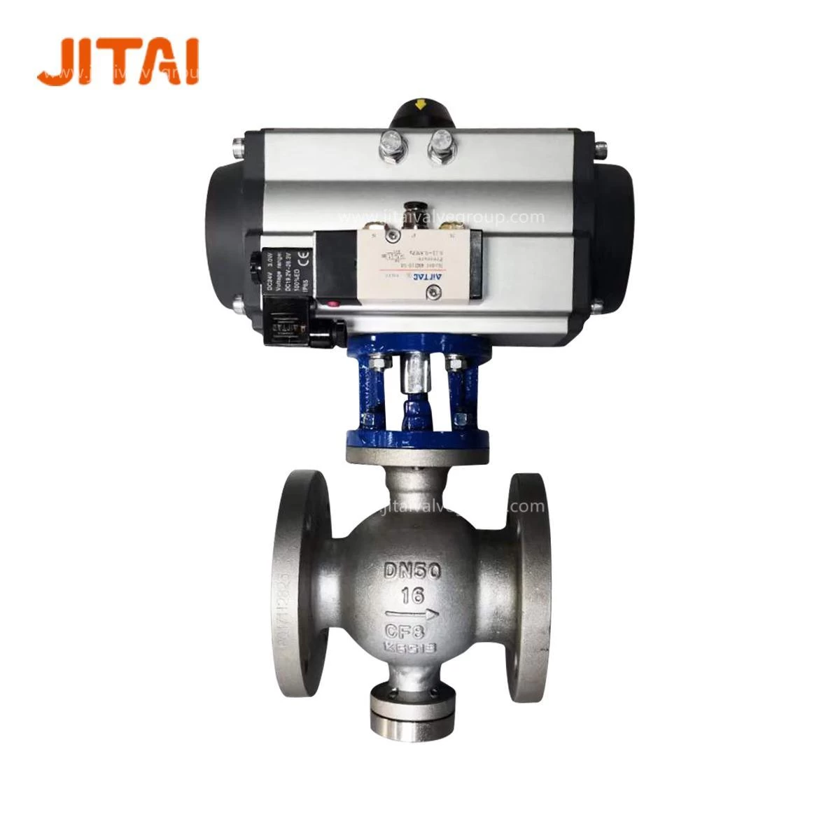 Buy Pneumatic Operated Metal Seated Two Way V Port Ball Valve from JITAI VALVE GROUP CO., LTD ...