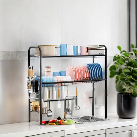 Buy Professional Double-tier Stainless Steel Dish Rack Counter ...