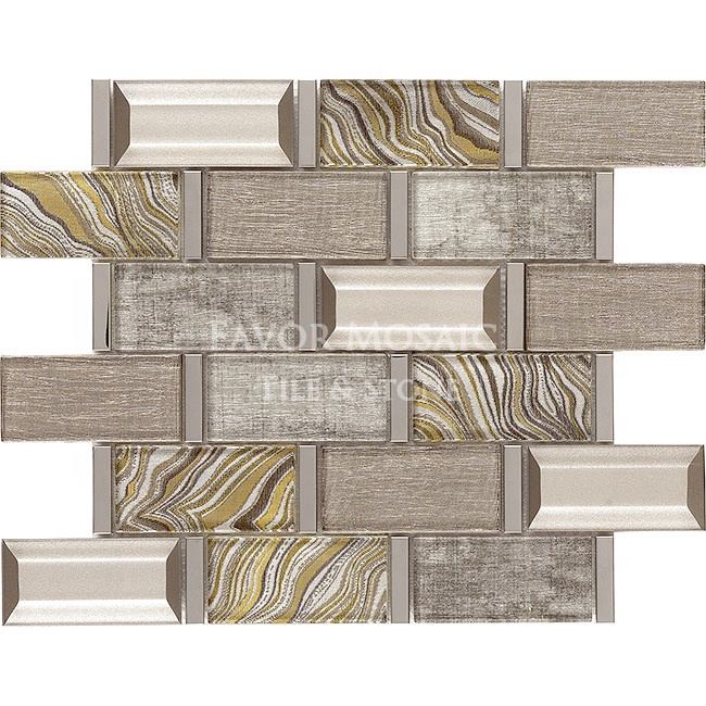 Buy Random Brick Laminated Glass Mosaic Glossy Tile For Wall Decorate ...