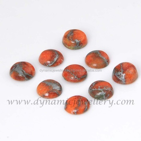 Buy Semi Precious Orange Copper Turquoise 5 Mm Round Shape Stone from ...