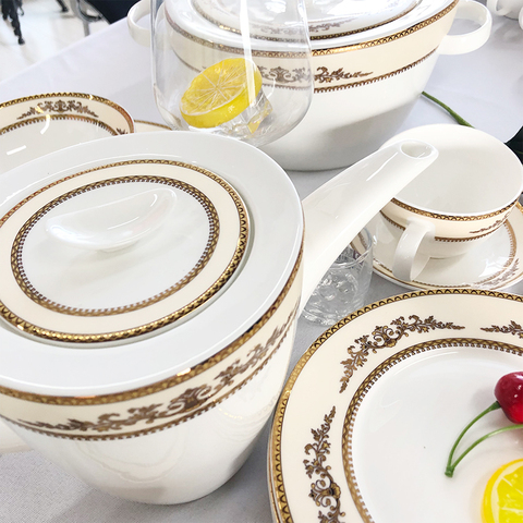 Buy Western Fine Bone China Ceramic Dinnerware Plates And Bowls Tureen ...