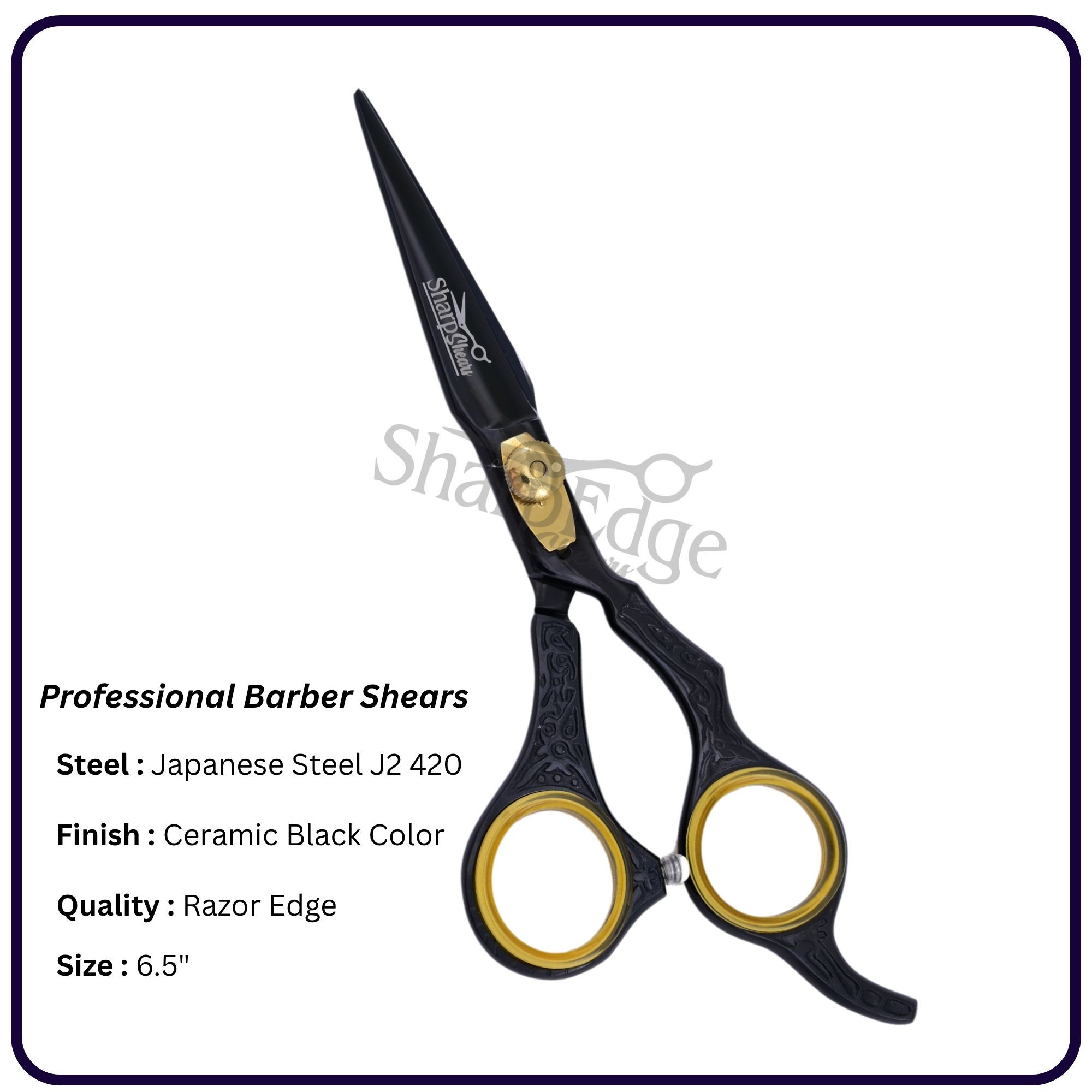 Buy Japanese Barber Scissors 6.5" – Black Offset Hair Cutting Shears | Iso Certified ...