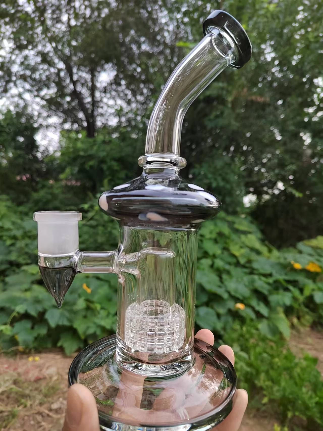 Buy 10inch 14mm Joint Mushroom Shape Matrix Perc Glass Bong Grey Water ...