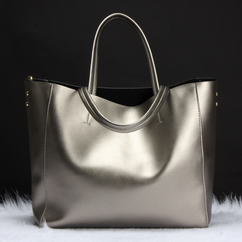 Buy 2021 Popular Shopping Bag Tote Shiny Red Genuine Leather Bag Luxury ...