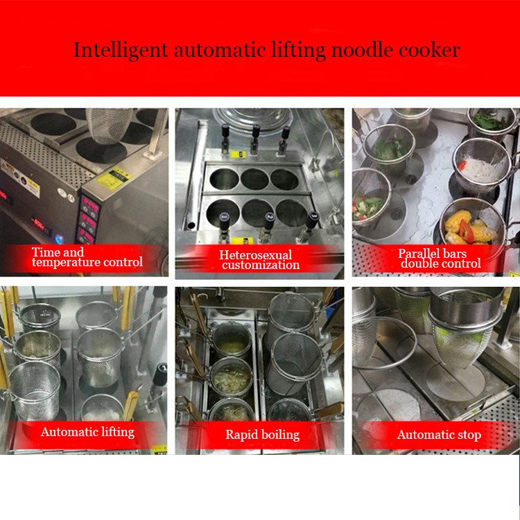 Buy 6 Heads Automatic Lift-up Gas Noodle Cooker Commercial Industrial ...