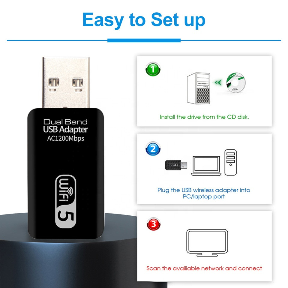 Buy Ac1200 Android Wifi Usb Dongle Rtl8812bu Wifi Direct Wireless ...