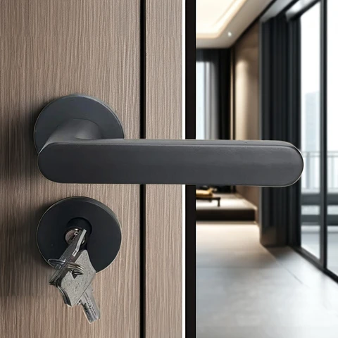 Buy Modern Silver Aluminum Key Lock Indoor Window & Door Handle For ...