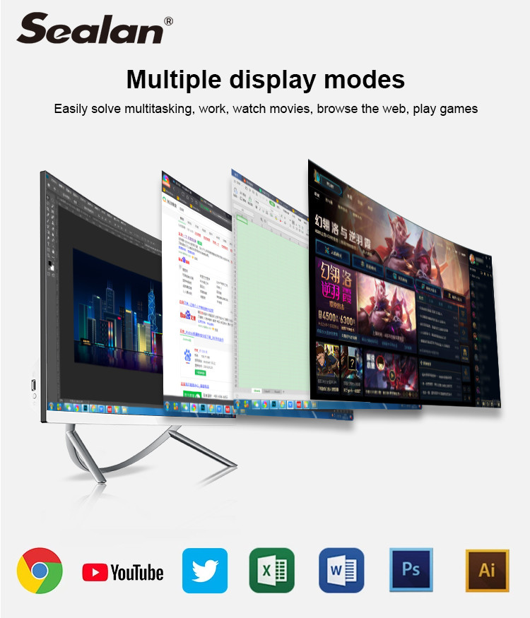 Buy Sealan 27 Inch I7-4960 Best Gaming Desktop Pc Curved Fhd Display ...