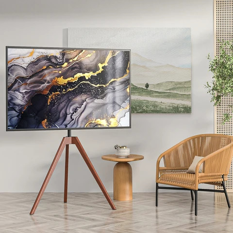 Buy Solid Nature Wood Tripod Tv Floor Stand With Mount, Artistic Easel ...
