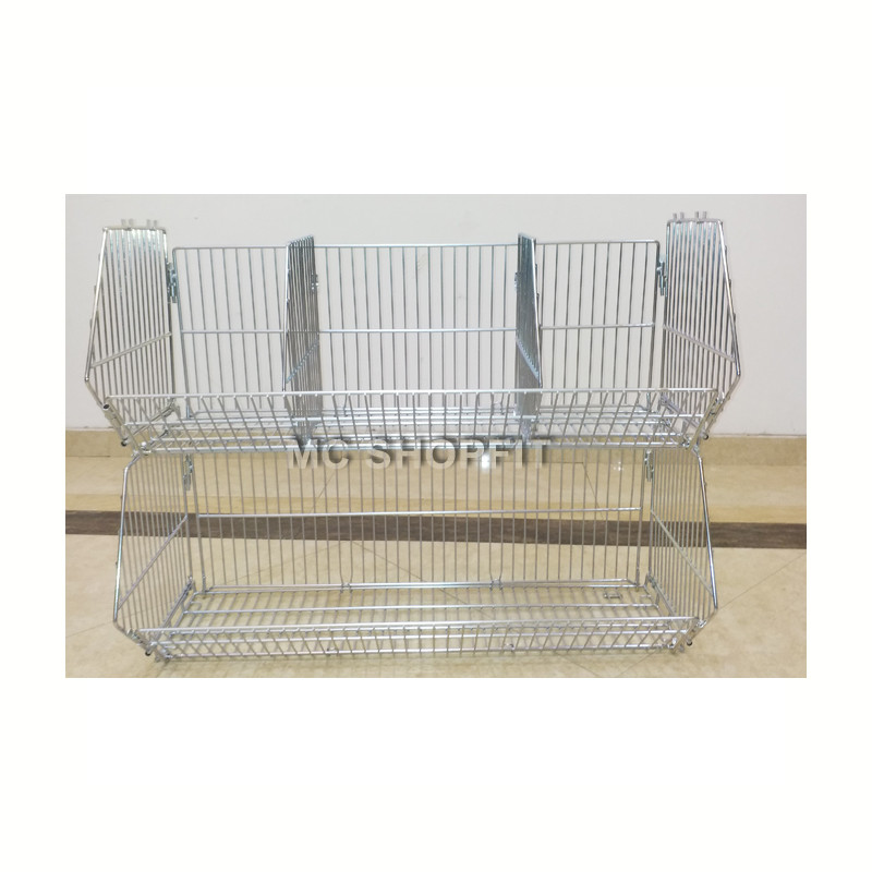 Buy Supermarket Mesh Metal Wire Basket Display Stacking Shelf from ...