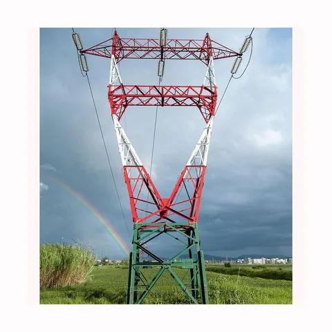 Buy Transmission Line Tower High Voltage Angular Lattice Power Steel Tower Double Circuit ...