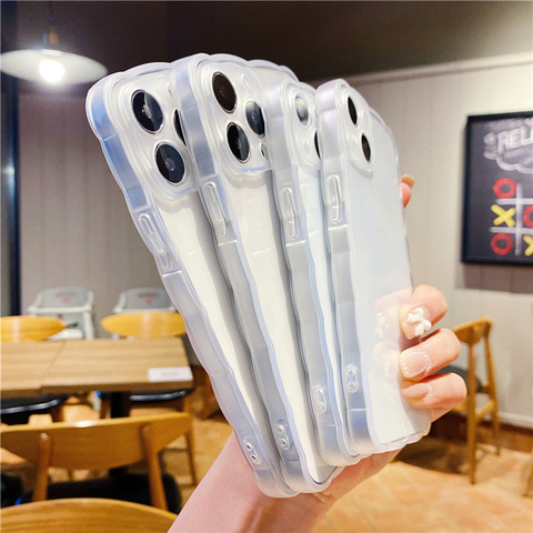 Buy Transparent Wave Pattern Frame Phone Case For Iphone 13 12 11 Pro ...
