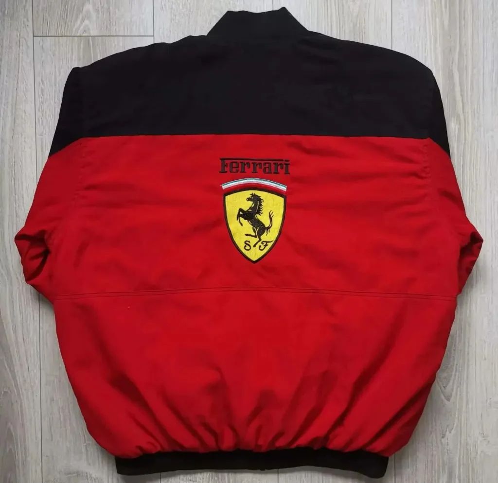 Buy Red Black Ferrari Racing Bomber Jacket from TREX international co ...