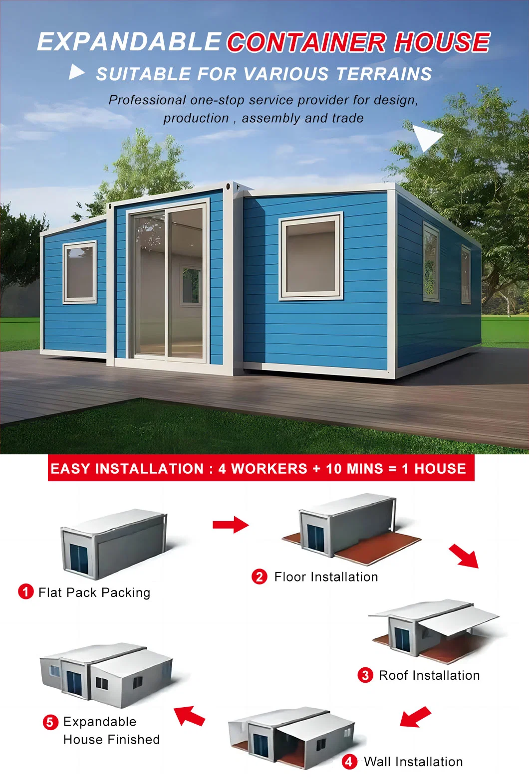 Buy 20 Ft Prefab Expandable Container House Mobile Living Prefabricated ...