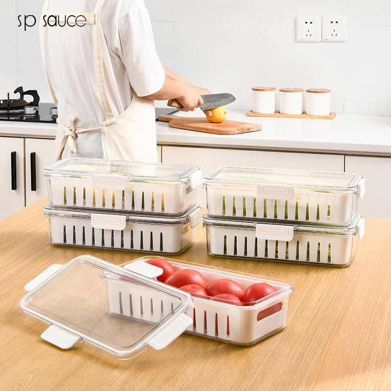 Buy Clear Fridge Fresh Box With Colander Inside from Hangzhou Costar ...