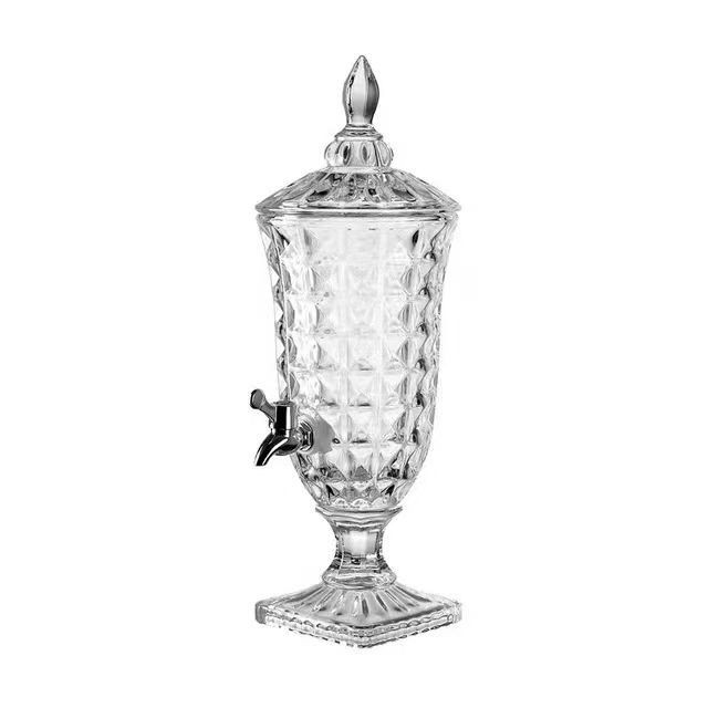 Buy 3l Gold Beverage Glass Beverage Dispenser With Faucet From Shanxi Zhenxin Glass China