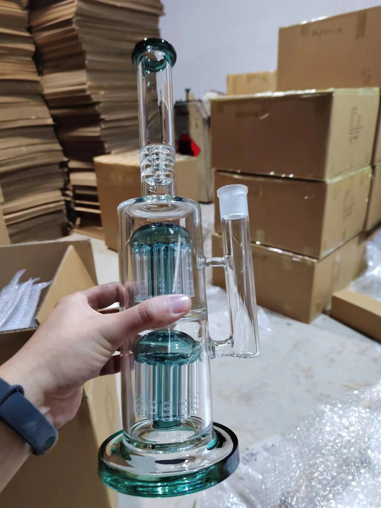 Buy 13.8inch 18.8mm Joint Double 12-arm Tree Perc Glass Bong from DEMA ...
