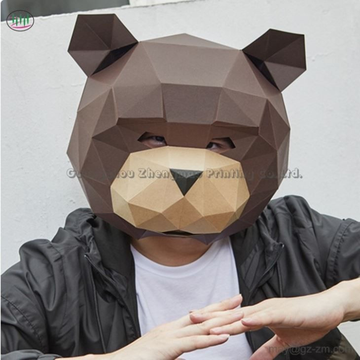 Buy Diy 3d Polygon Paper Pre-cut Teddy Bear Paper Mask 3d Polygon Teddy ...