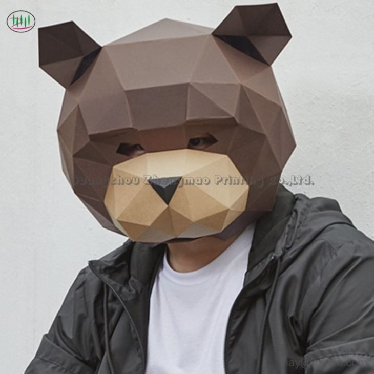 Buy Diy 3d Polygon Paper Pre-cut Teddy Bear Paper Mask 3d Polygon Teddy ...