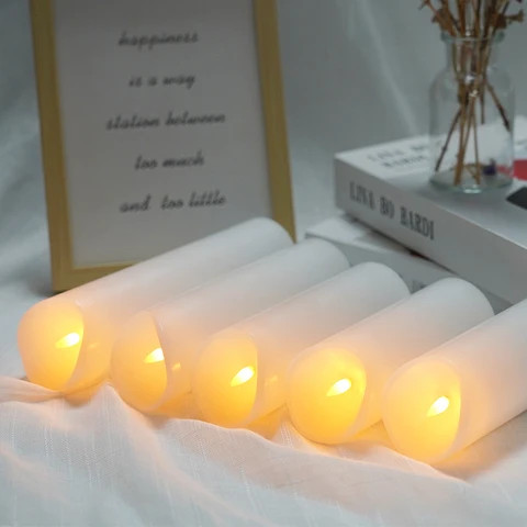 Buy 3d Real Flame Pillar Battery Operated Home Decoration Led Candles ...
