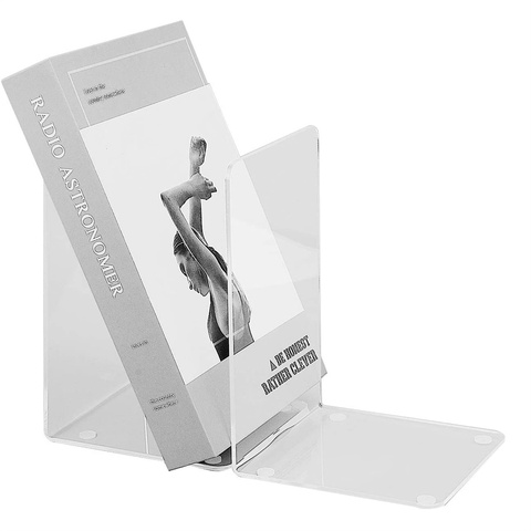 Buy Acrylic Bookends For Shelves Office Book Shelf Holder Home ...