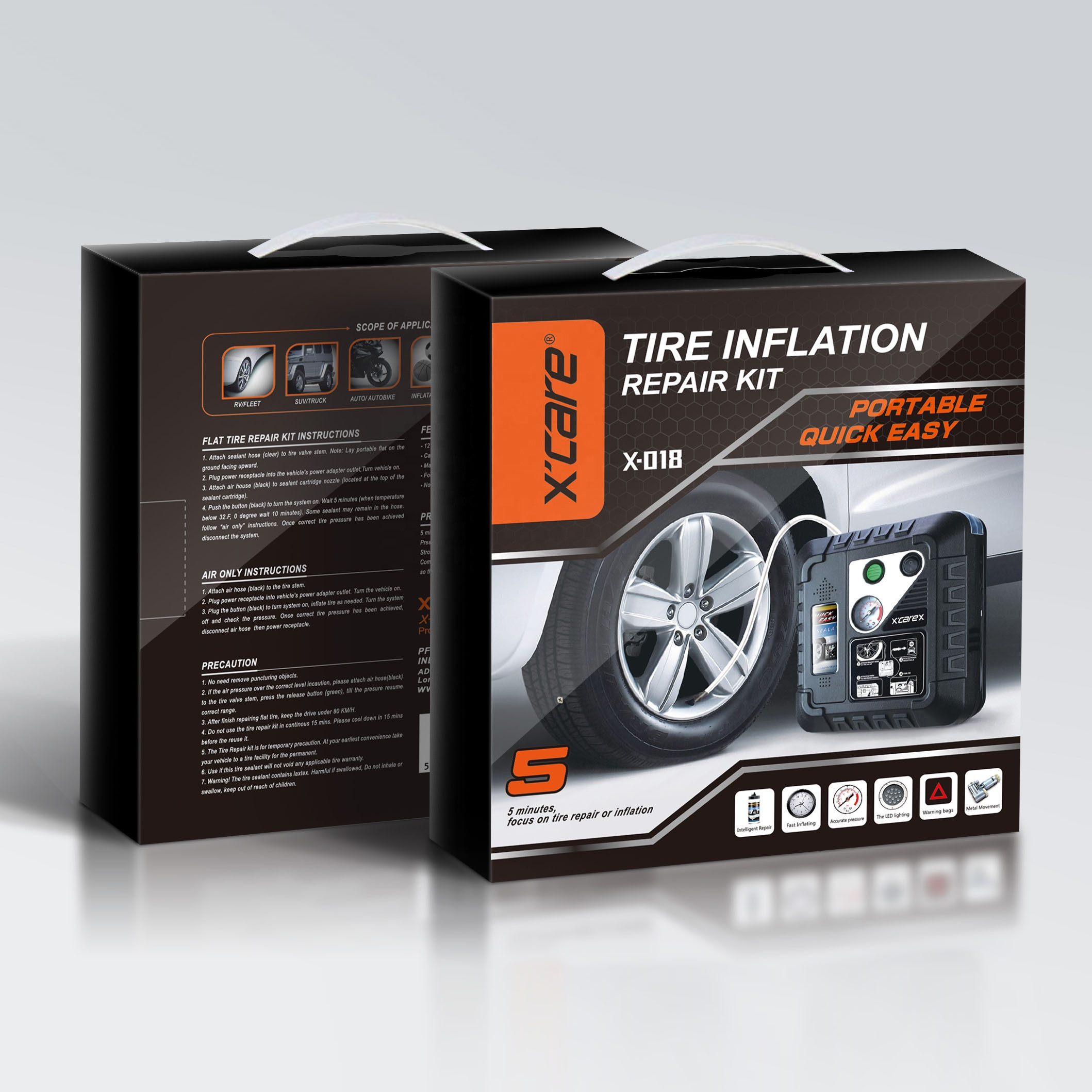 Buy Car Emergency Flat Tire Repair And Inflation Kit Portable Electric ...