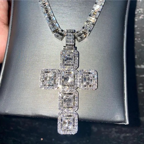 Buy Cross Style Custom Iced Out Bling Bling Name Letter Sterling Silver ...