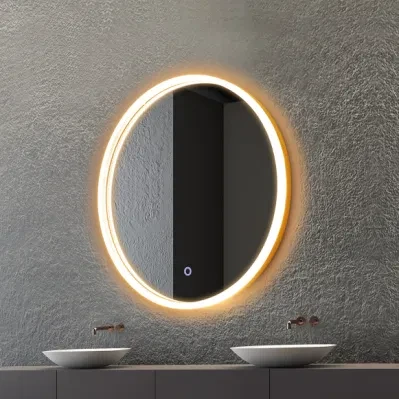 Buy Decorative Circle Metal Framed Acrylic Lighted Reflect Vanity Led ...