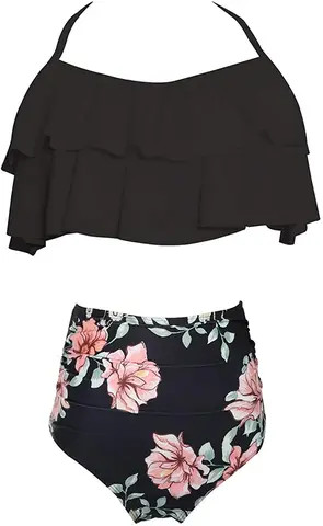 Buy Girls Kids Swimsuit Two Pieces Bikini Set Ruffle Swimwear Bathing ...