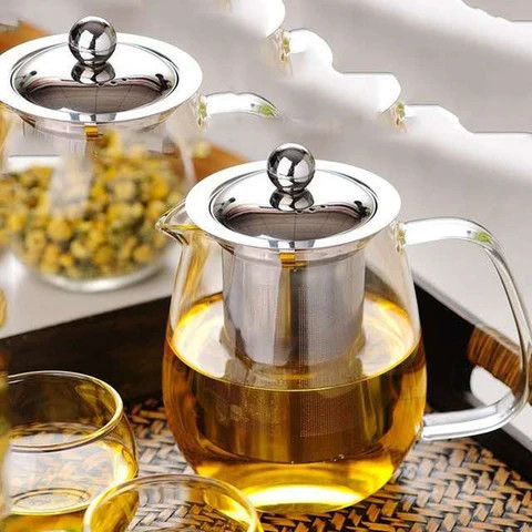 Buy Glass Stainless Steel Filter Liner Heating Tea Maker Thick Heat ...