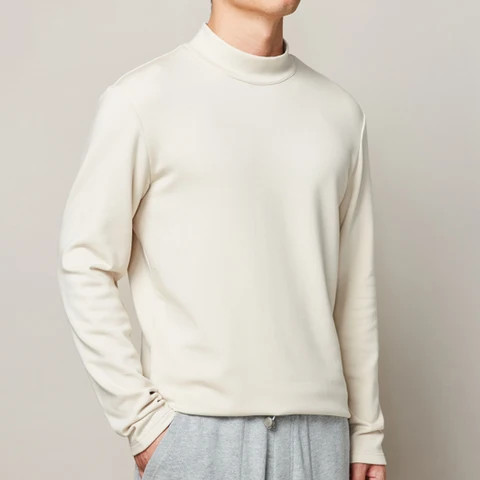 Buy Mens Half High Neck Long Sleeve T-shirt Warm Solid Color T-shirt ...