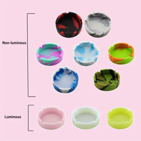 Buy Portable Round Silicone Luminous Ashtray Unbreakable Non Flammable ...