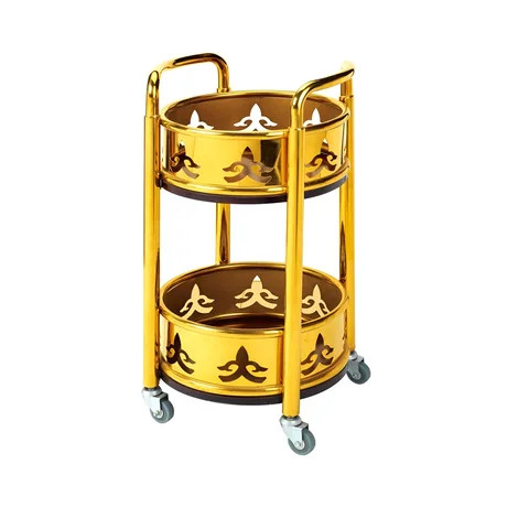 Buy Round Golden Luxury Metal Trolly For Hotels Room Service Barware ...