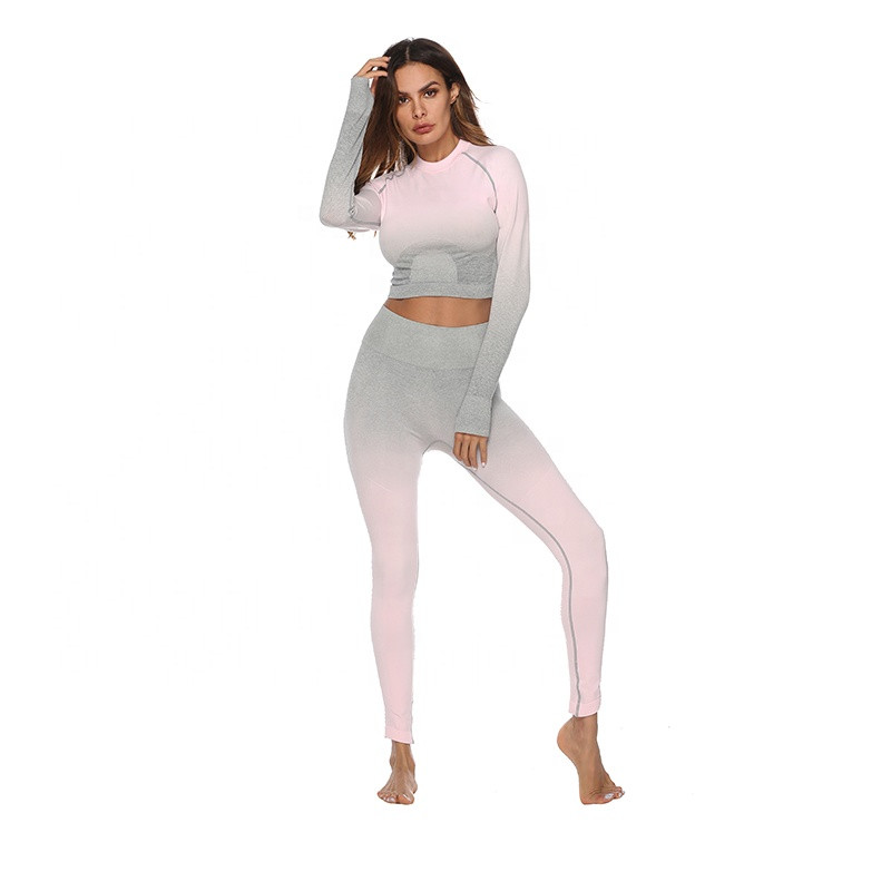 Buy Tight-fitting Long-sleeved Fitness Clothes Ombre Dyed Quick-drying ...