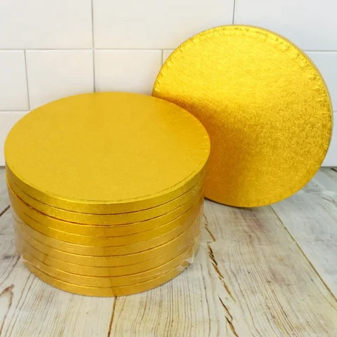 Buy 12mm Thick Round Gold Cake Base Board Waterproof Gold Foil And ...