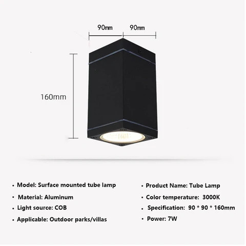 Buy 5 Watts Square Cob Outdoor Ceiling Downlights Ip65 Led Spot Lamp Exterior Ceiling Surface ...