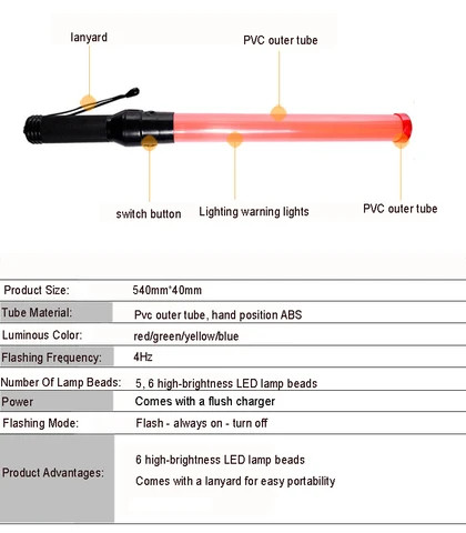 Buy 54cm Battery Led Traffic Baton Safety Baton Flash Command Signal ...